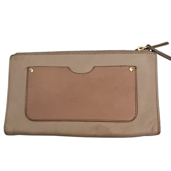 margot | Bags | Margot Tan Cream Leather Double Zip Wallet Clutch ...